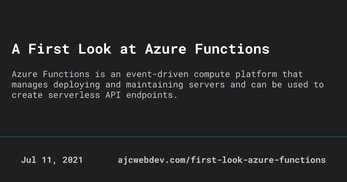 A First Look at Azure Functions
